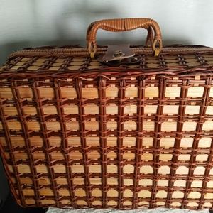 no brand | Other | Vintage Wicker Basket Suitcase Style Storage Picnic ...